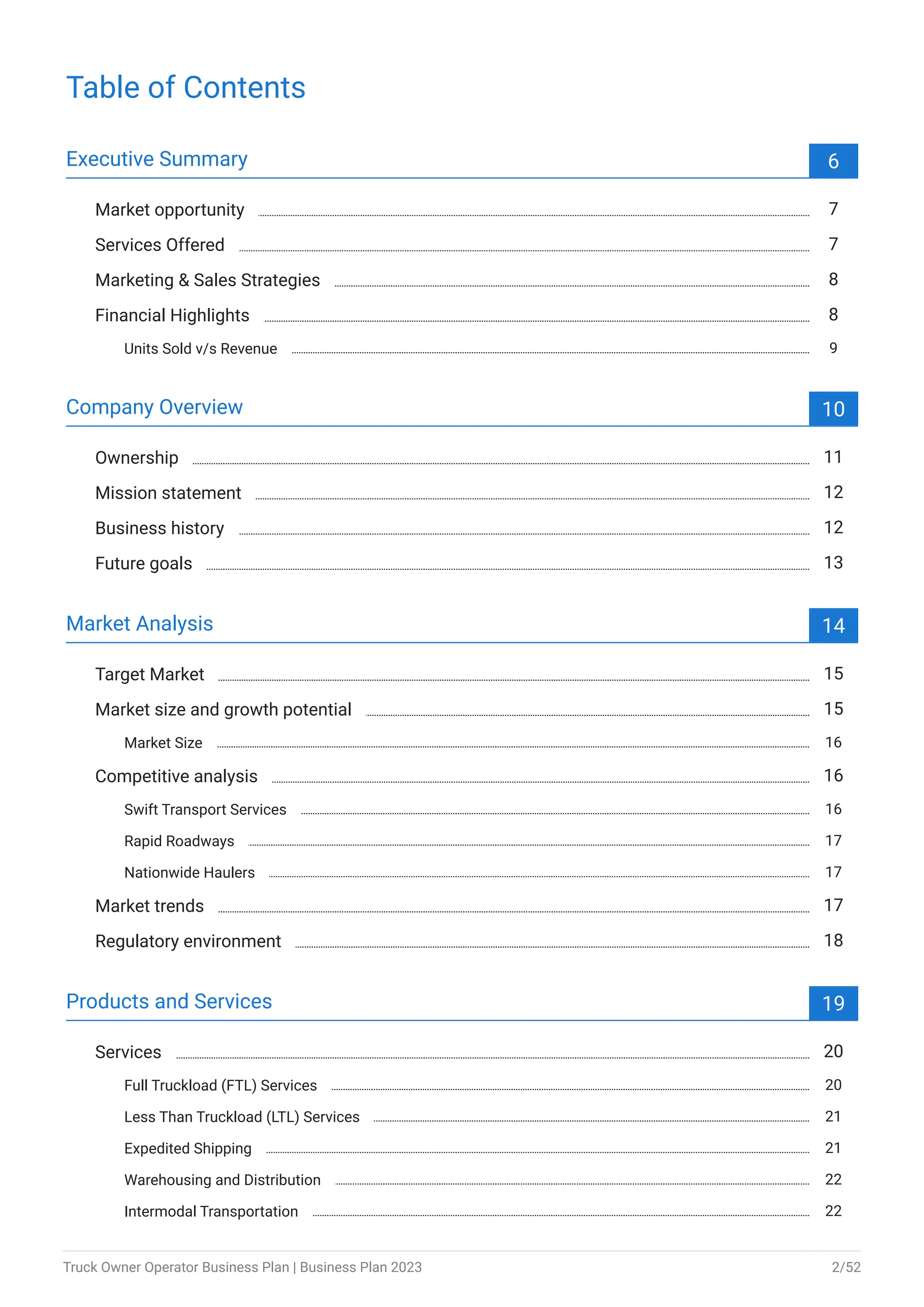 Truck Owner Operator Business Plan Example | PDF
