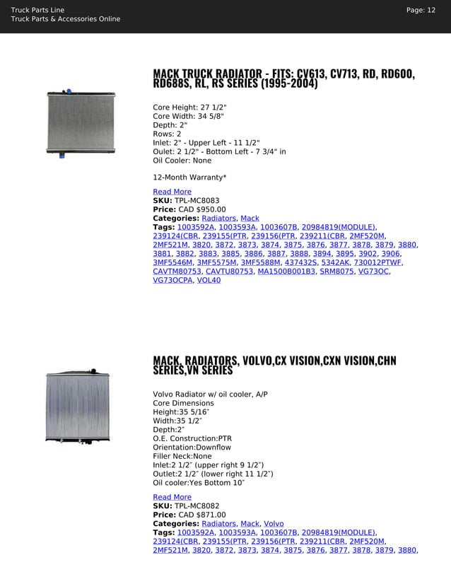 TRUCK PARTS LINE | PDF | Commercial Trucks | Auto Body Styles