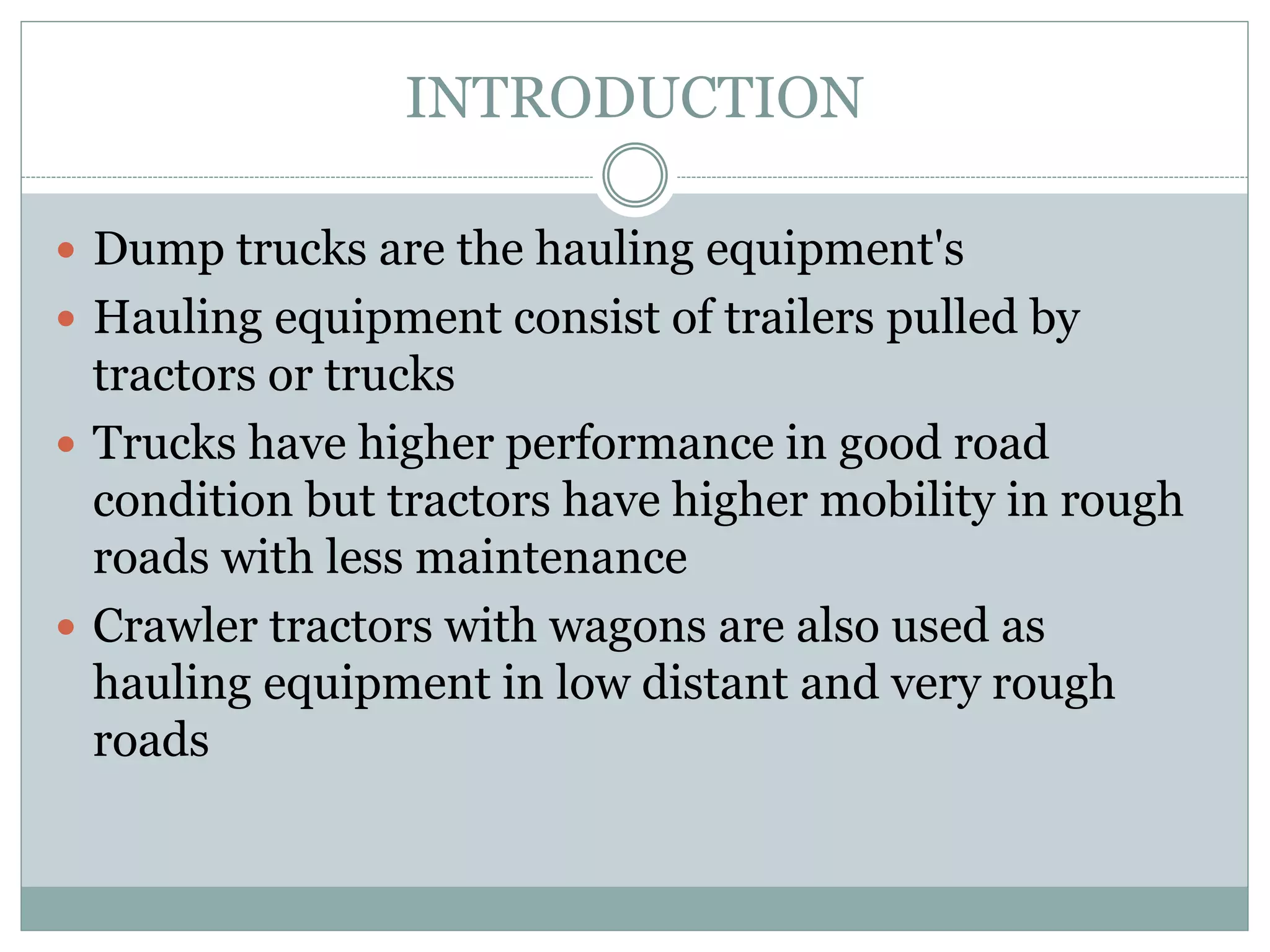 Trucks or hauling equipment | PPT