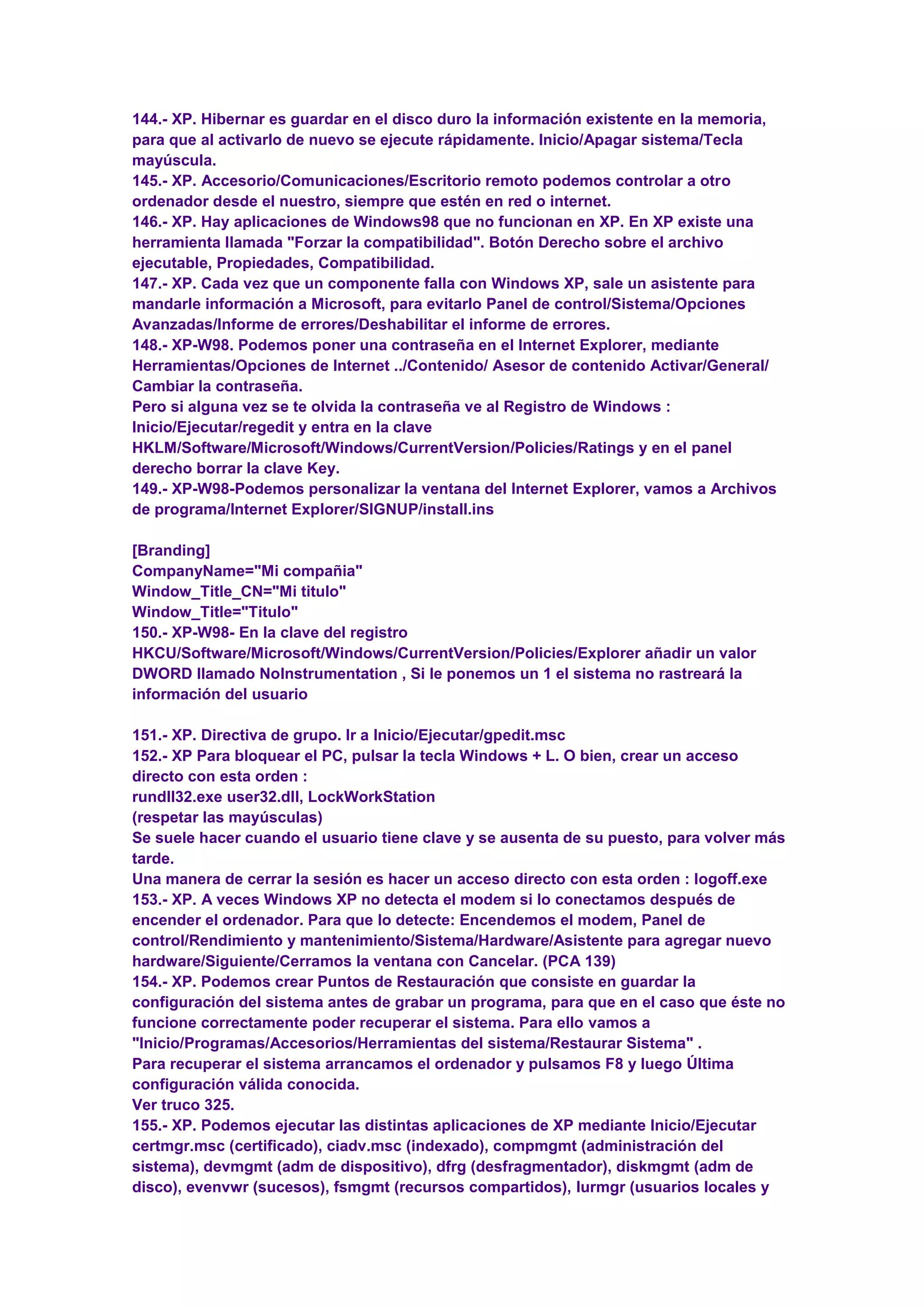 Trucos windows xp | DOCX