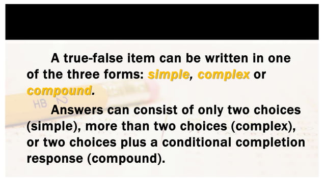 construction of true or false test items | PPTX | Standardized Testing ...