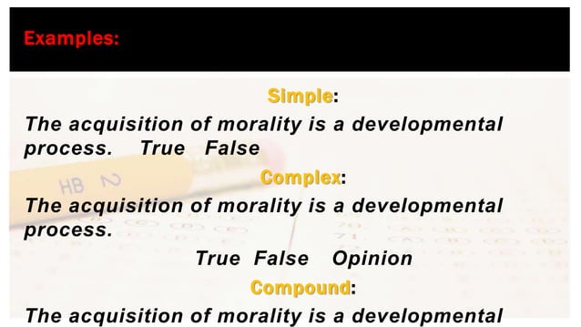 construction of true or false test items | PPTX | Standardized Testing ...
