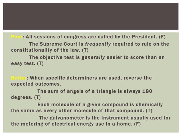 True false test items | PPTX