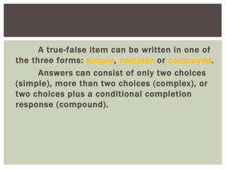 True false test items | PPTX
