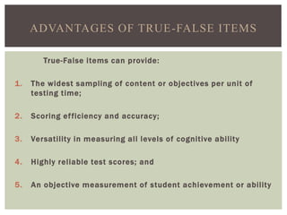 True false test items | PPTX