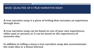 True-Narratives-pptx.pdf narrative essay | PDF