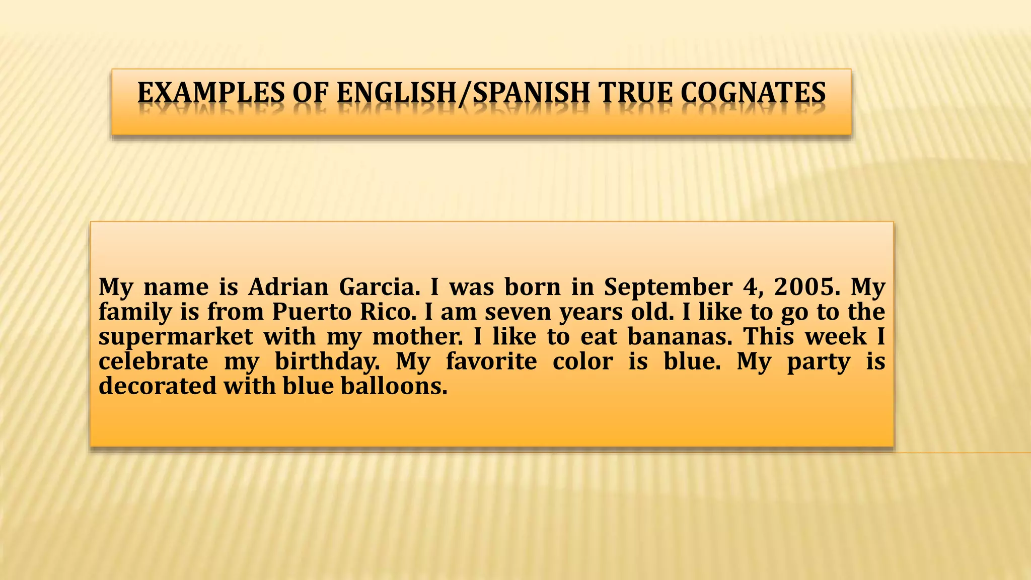 True and false cognates ENGLISH-SPANISH | PPTX