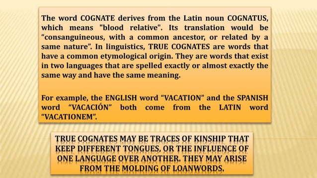 True and false cognates ENGLISH-SPANISH | PPT