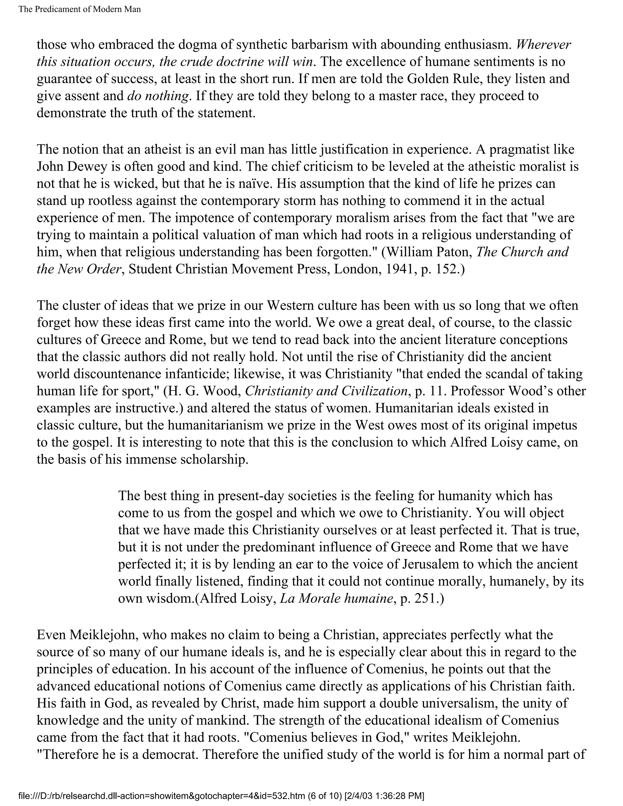 Trueblood, elton the predicament of modern man | PDF