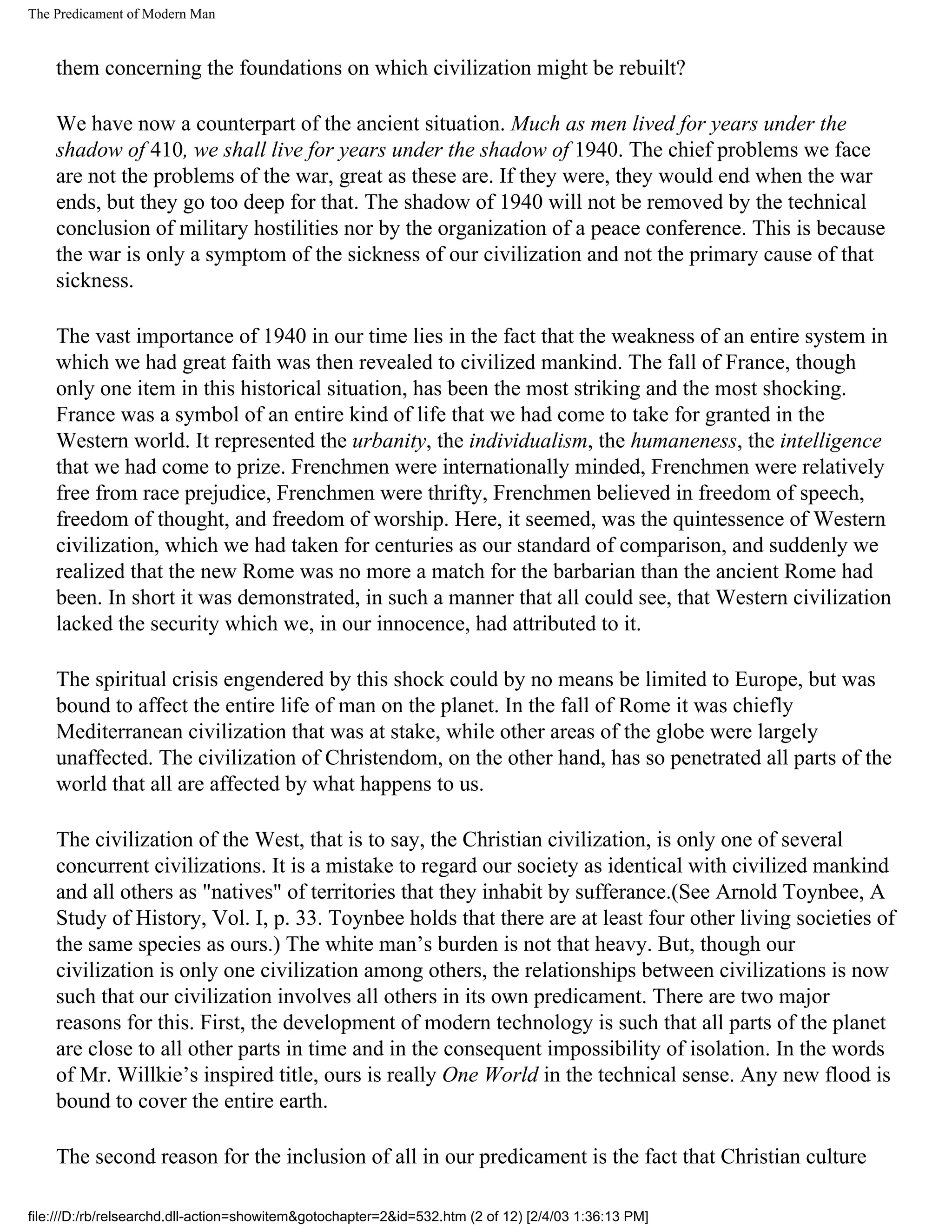 Trueblood, elton the predicament of modern man | PDF