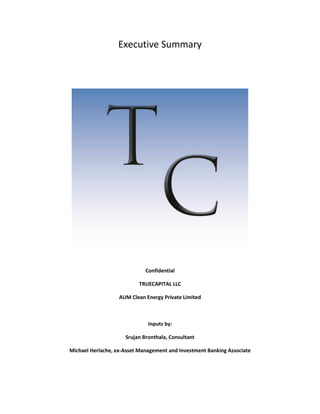 True capital usa & aum clean energy india executive summary | PDF