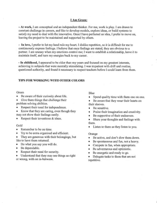 True Colors Handout | PDF