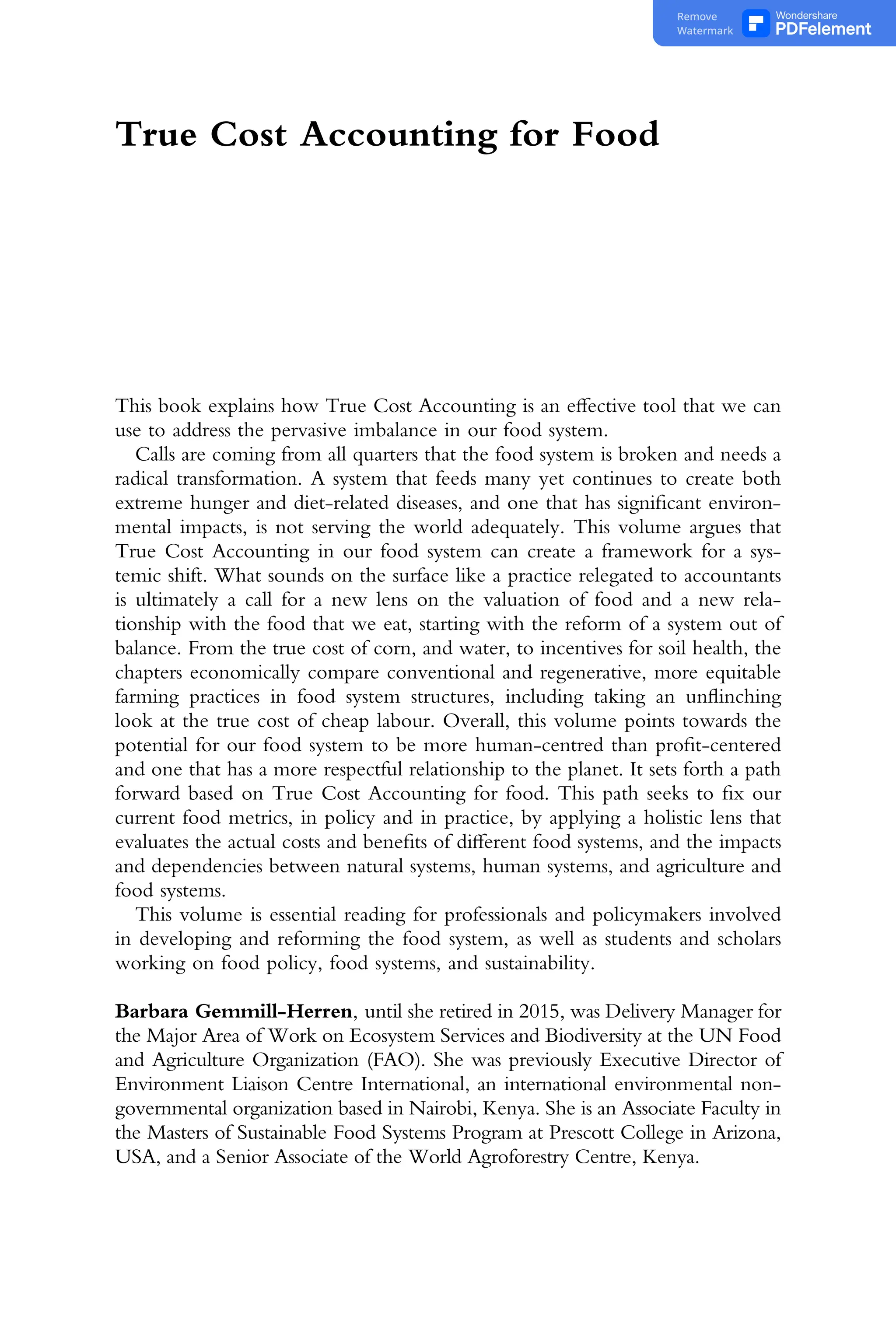 True Cost Accounting for Food True Cost Accounting for Food | PDF