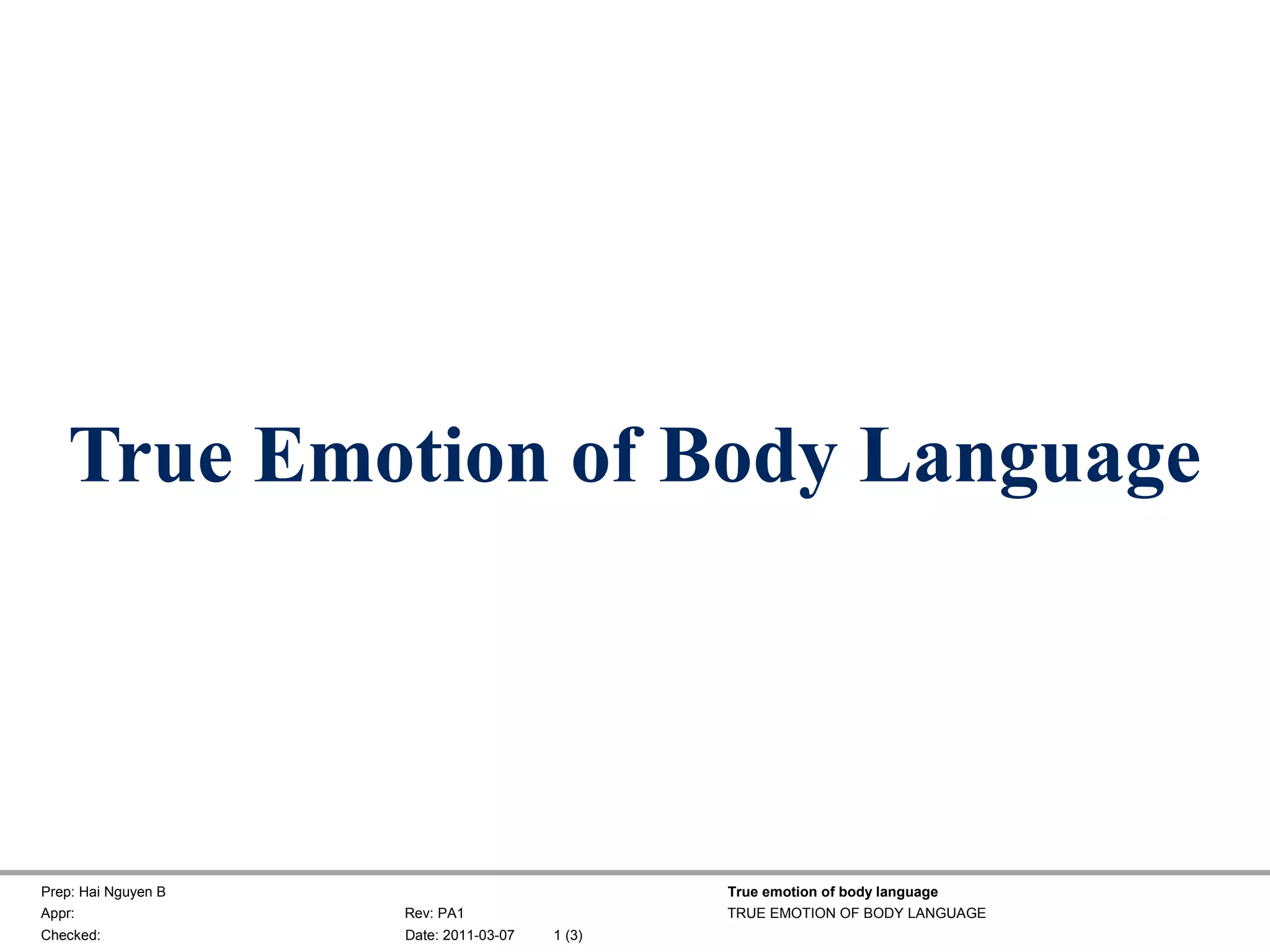 True emotion of body language | PPT