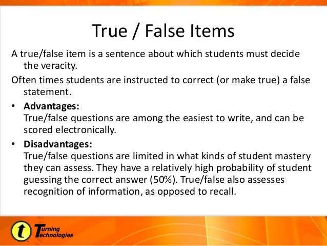 Creating True false