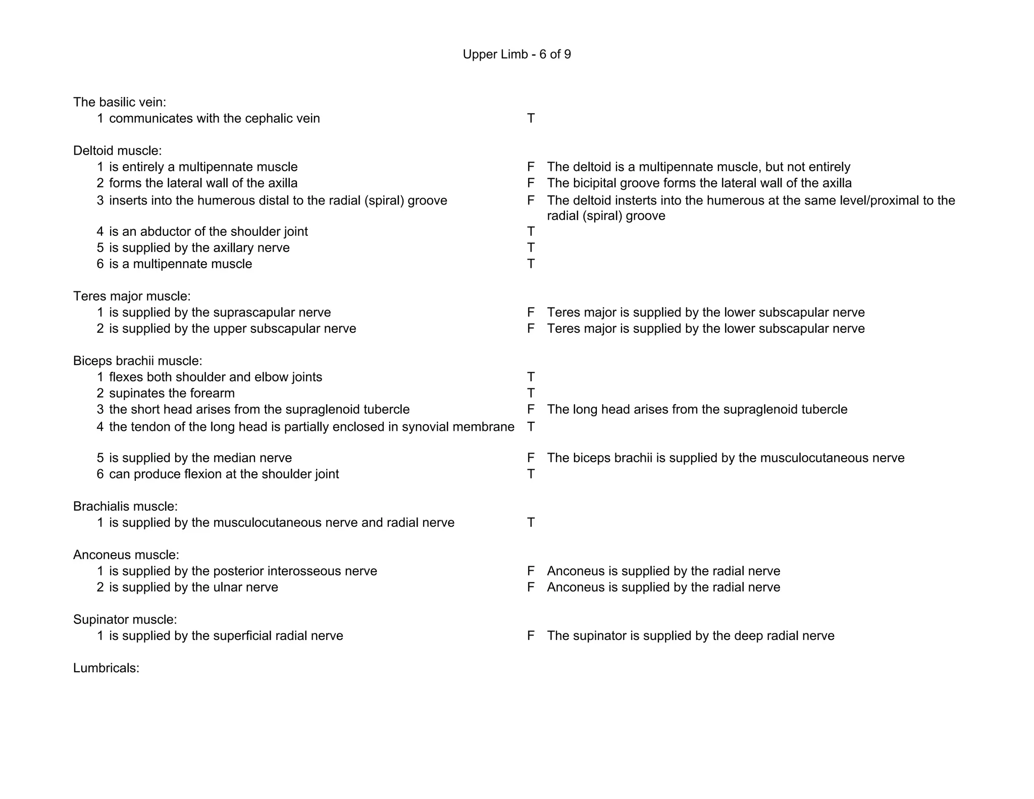 True & False Questions in Upper limb.pdf
