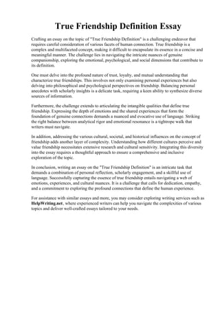 True Friendship Definition Essay | PDF