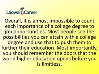 True Importance of a College Degree | PPTX