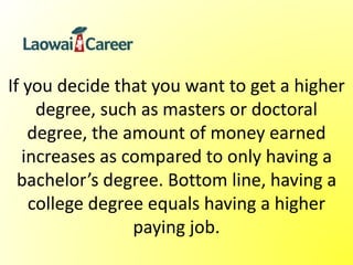 True Importance of a College Degree | PPTX