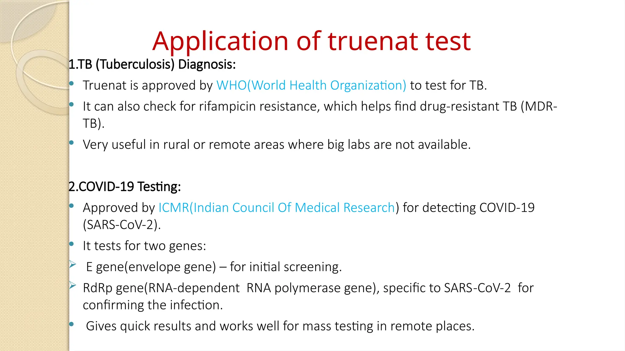 TRUENAT TEST for detection of Tuberculosis | PPTX