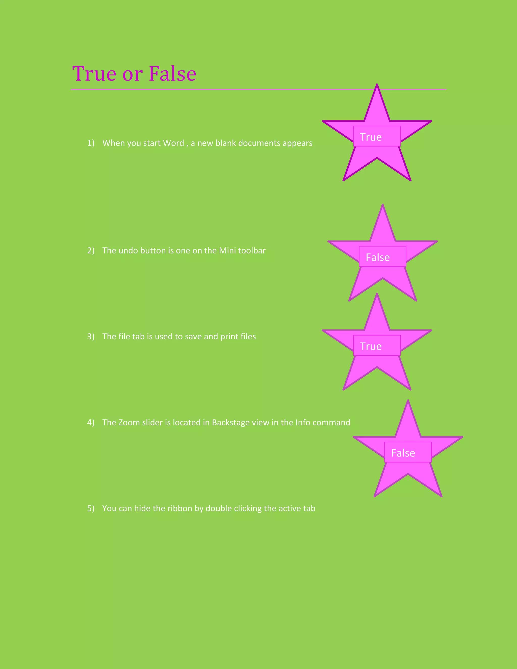 True or false | DOCX