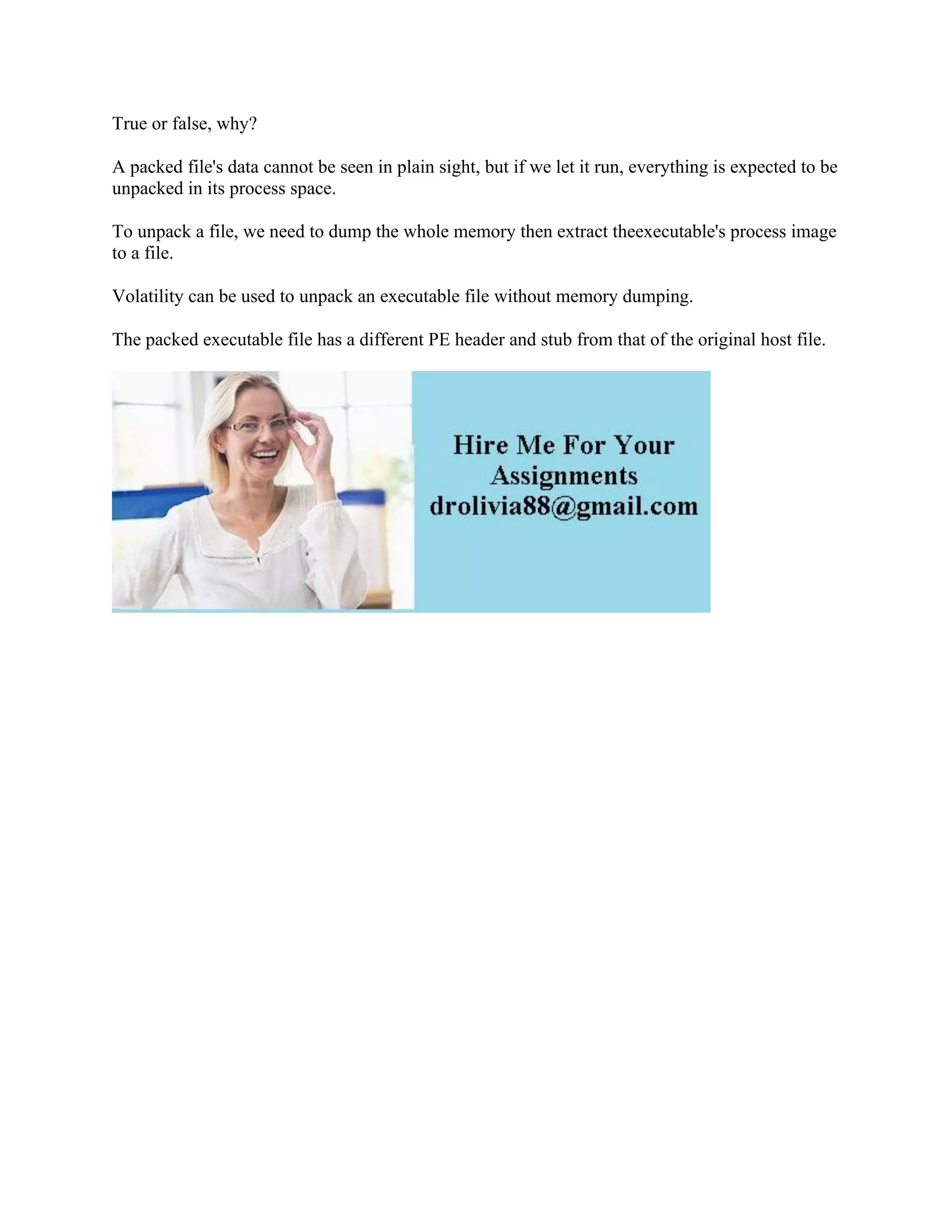 True or false- why- A packed file's data cannot be seen in plain sight.pdf