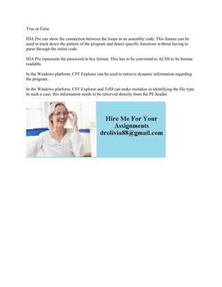 True or False IDA Pro can show the connection between the loops in an.pdf