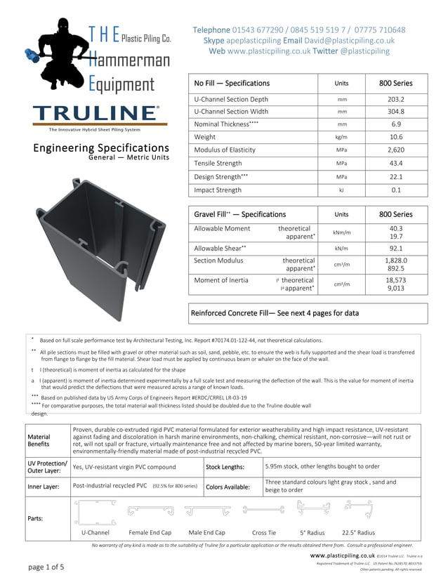 Truline Plastic Piling Specifications 2014 | PDF