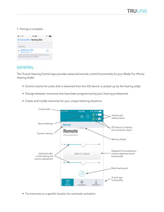 TruLink hearing control app user guide | PDF
