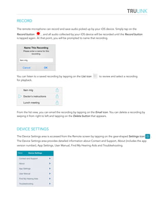 TruLink hearing control app user guide | PDF