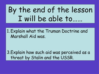 Truman Doctrine And Marshall Plan | PPT