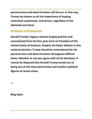 Trump - Manifestation of perseverance | PDF