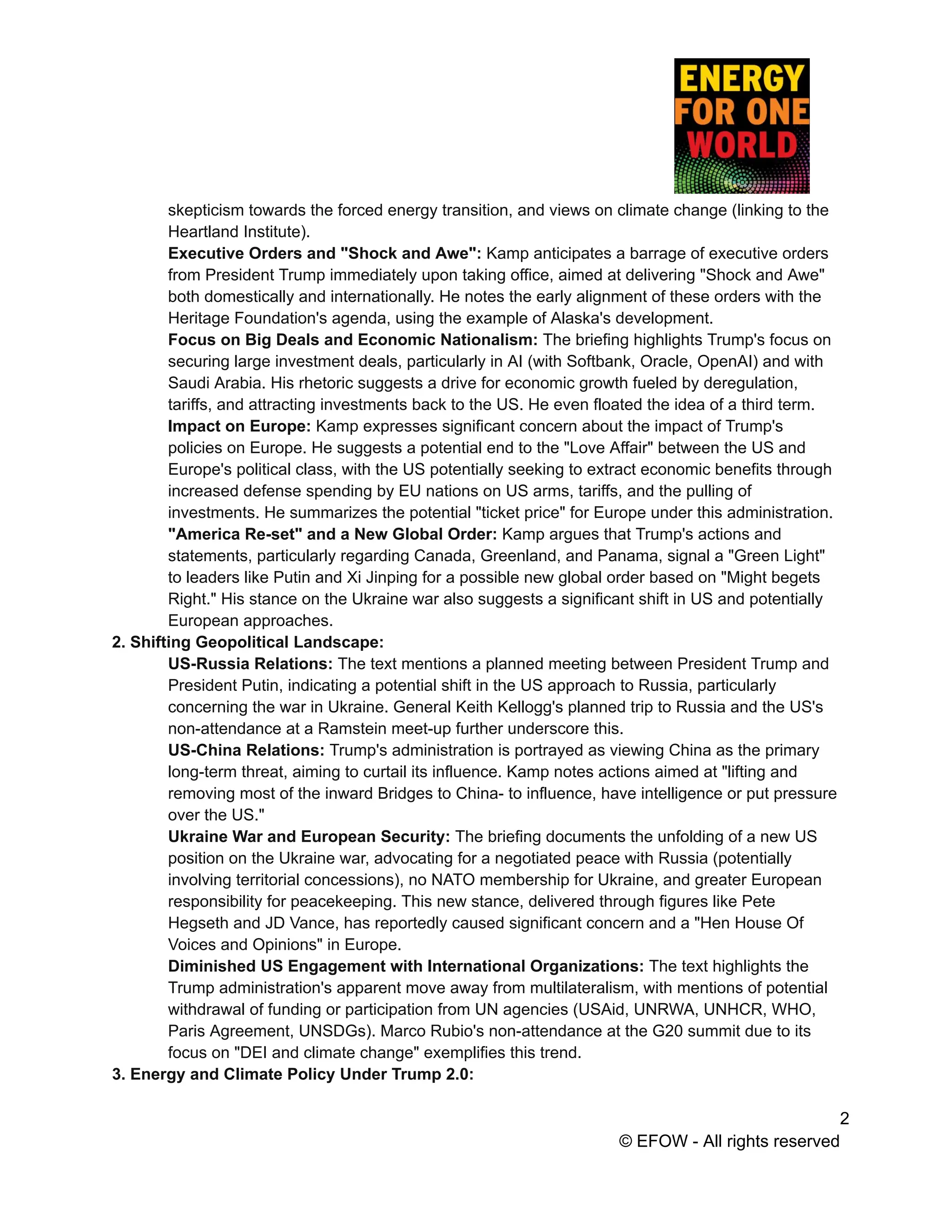 Trump Era 2.0 : A Global Reset and Energy Realities in 2025 | PDF