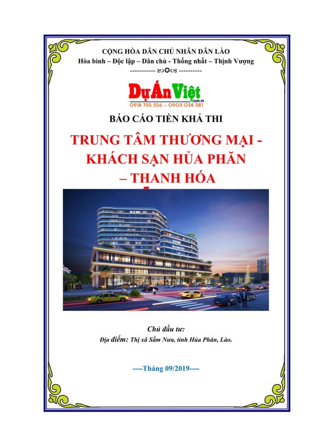 Thuyết minh dự án đầu tư Trung tâm Thương mại Khách sạn Hủa Phăn Thanh Hóa | duanviet.com.vn ...