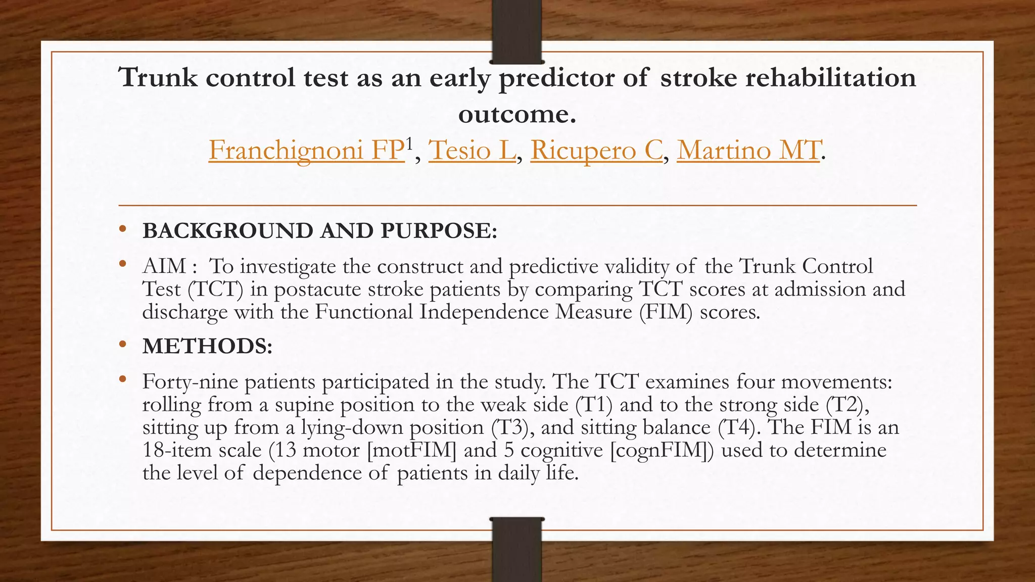 Trunk control assessment | PPTX