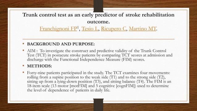 Trunk control assessment | PPTX | Death, Injury, or Military Conflict ...