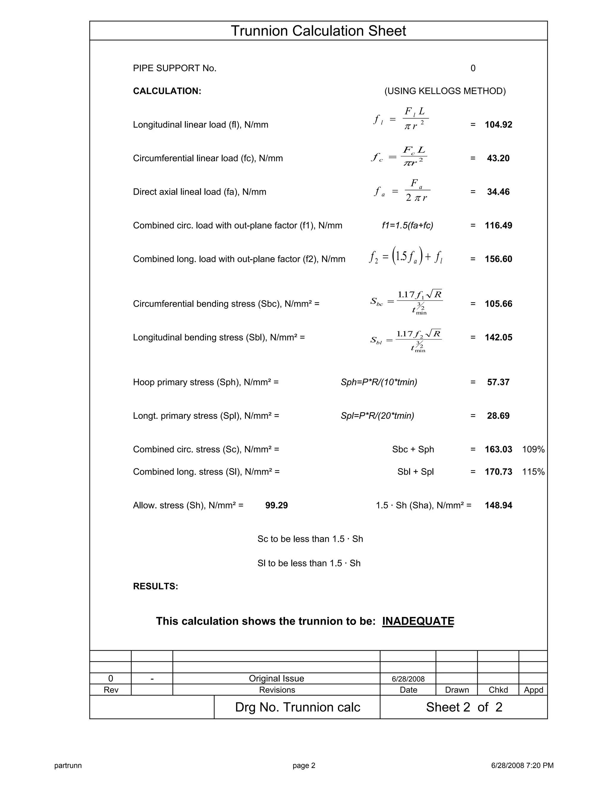 Trunnion calculation sheet | PDF