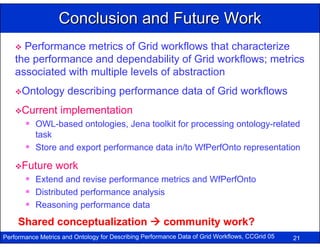 Performance Metrics and Ontology for Describing Performance Data of Grid Workflows | PPT