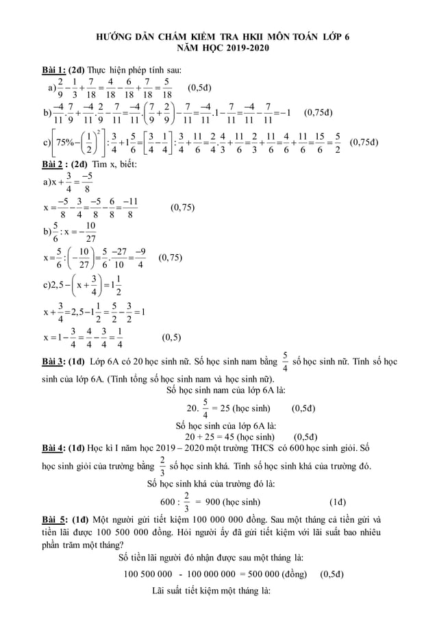 Đề Thi HK2 Toán 6 - THCS Trường Chinh | PDF