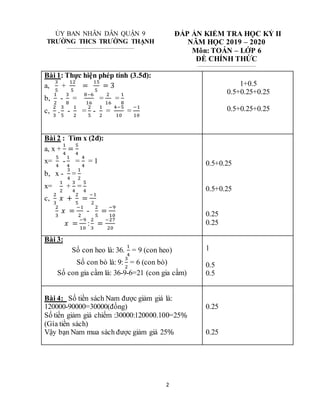 Đề Thi HK2 Toán 6 - THCS Trường Thạnh | PDF