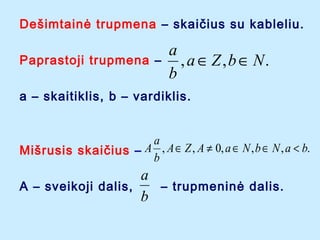 Trupmeniniai racionalieji skaičiai | PPT