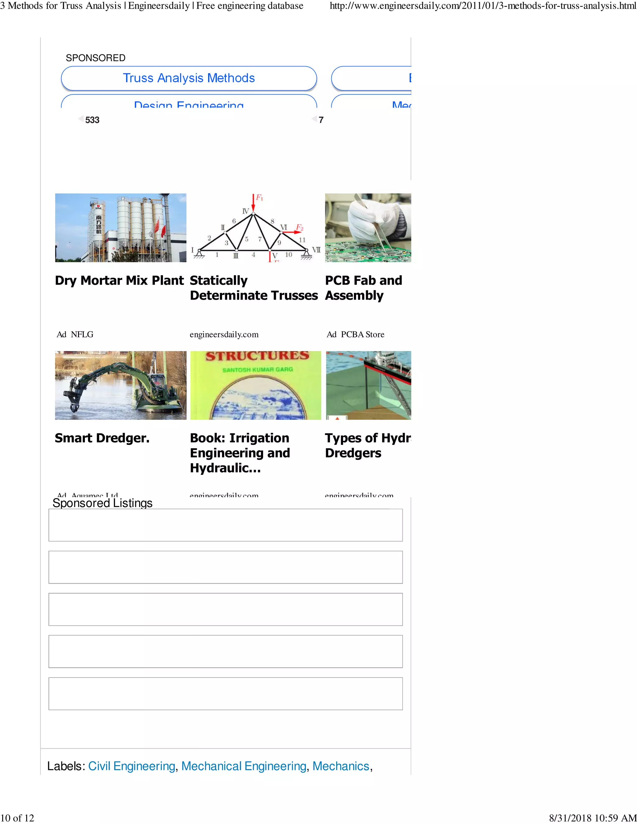Truss analysis by graphical method | PDF