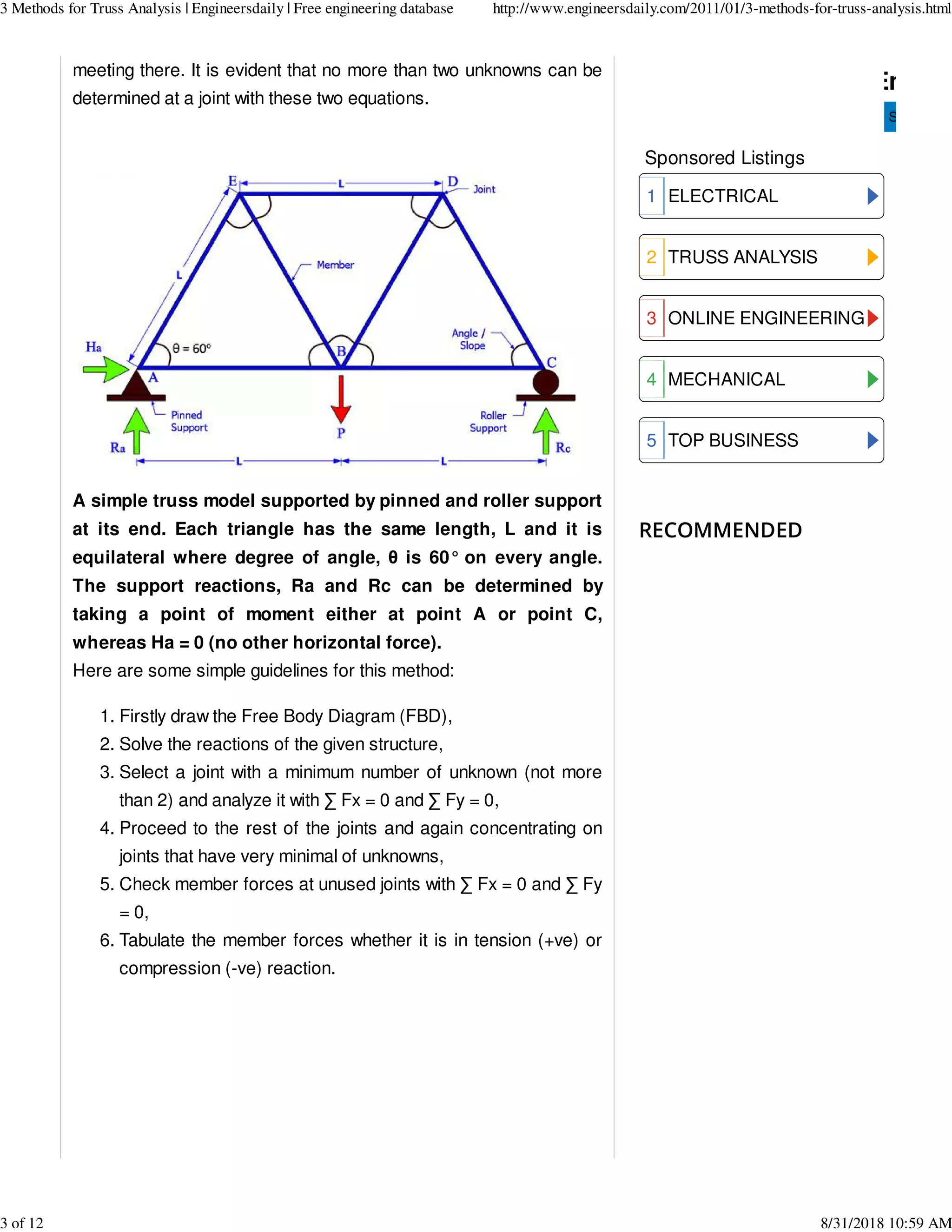Truss analysis by graphical method | PDF