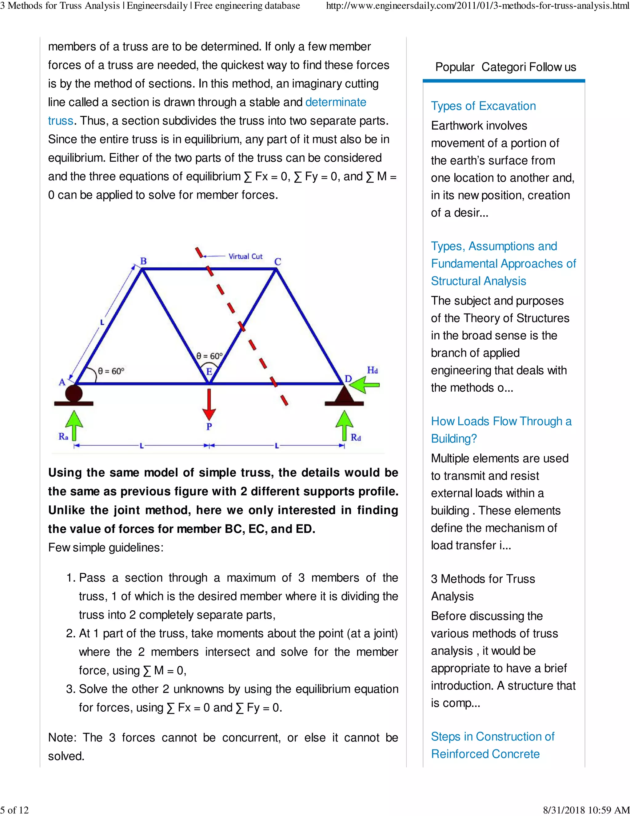 Truss analysis by graphical method | PDF