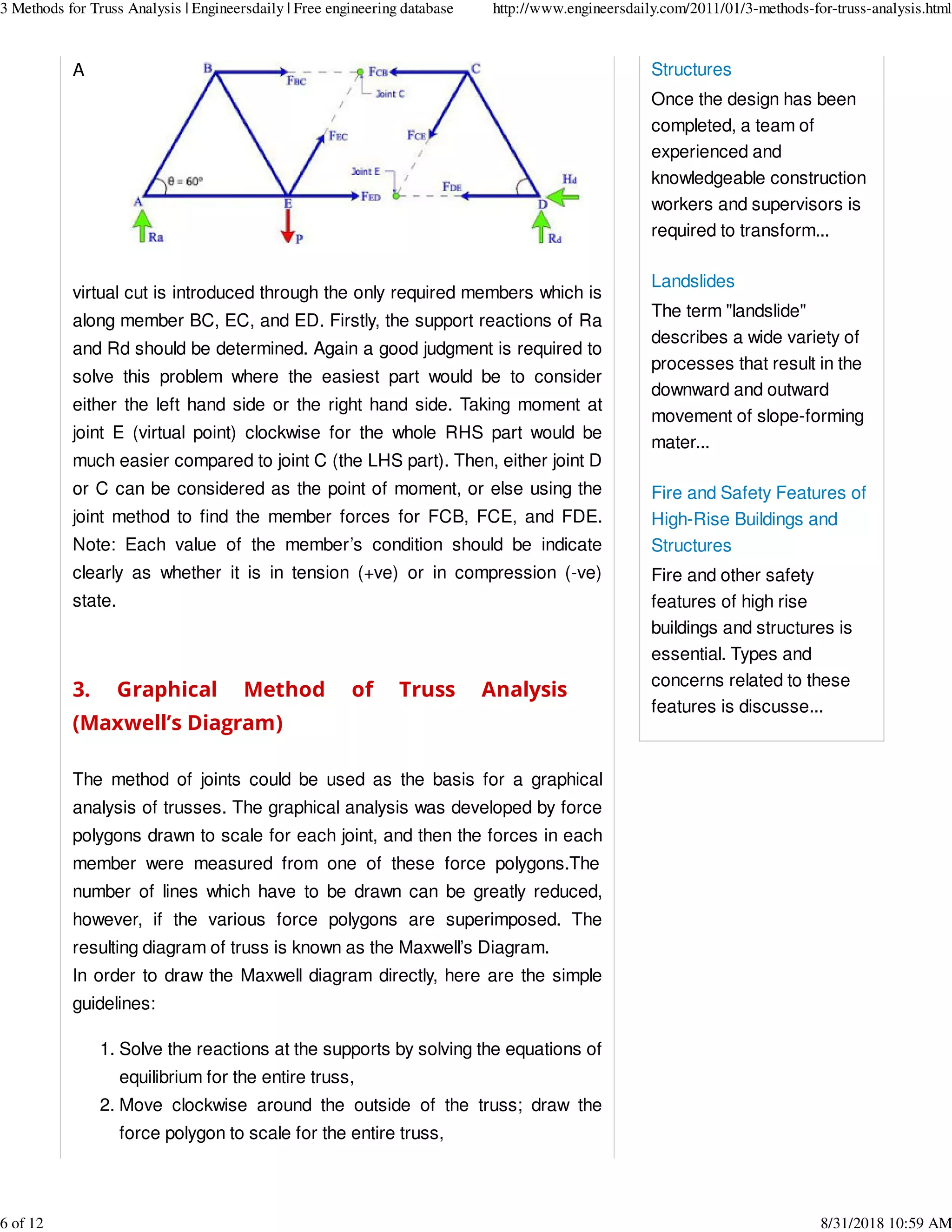 Truss analysis by graphical method | PDF