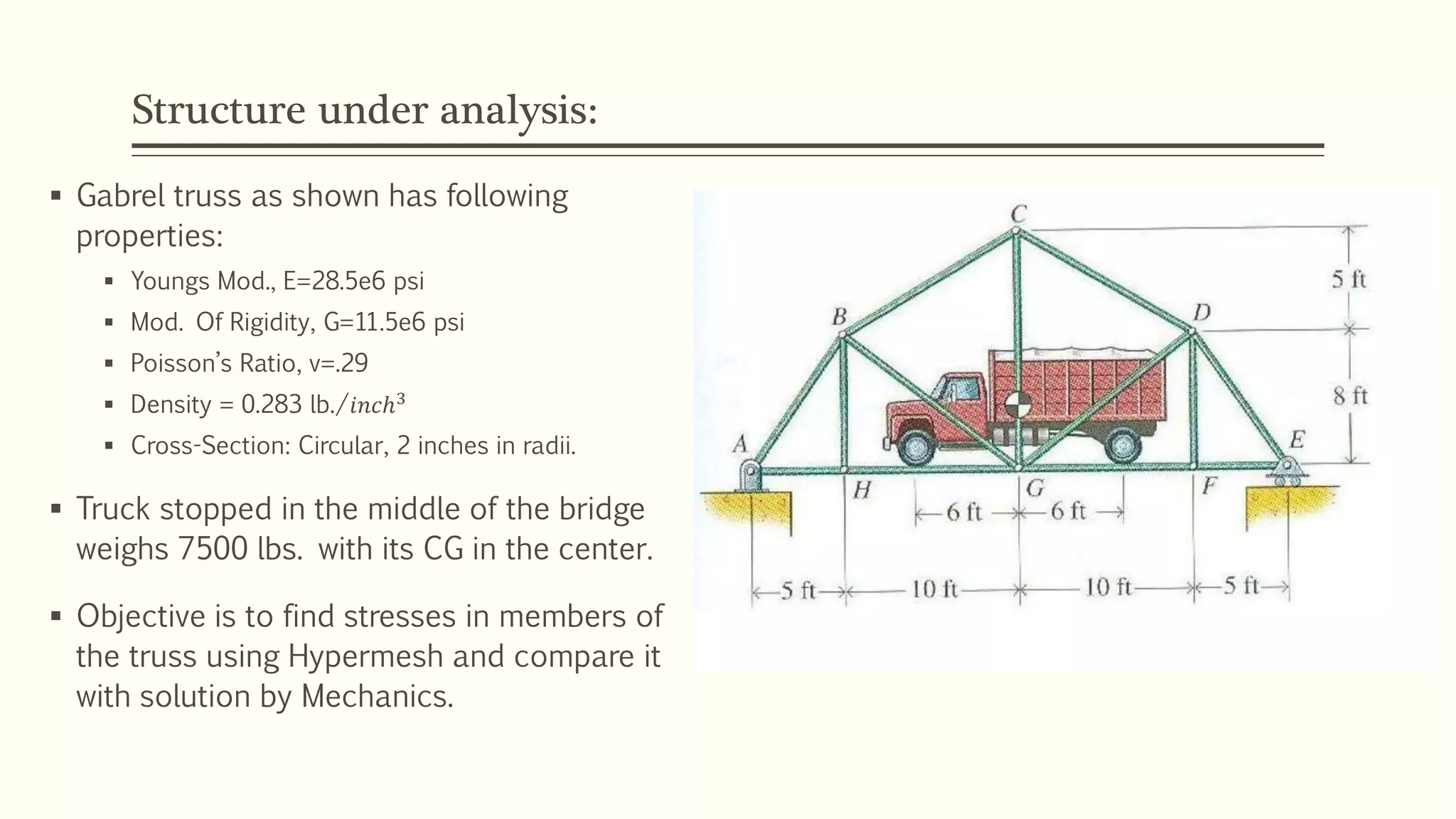 Truss Analysis (Mechanics vs. Hypermesh) | PPTX