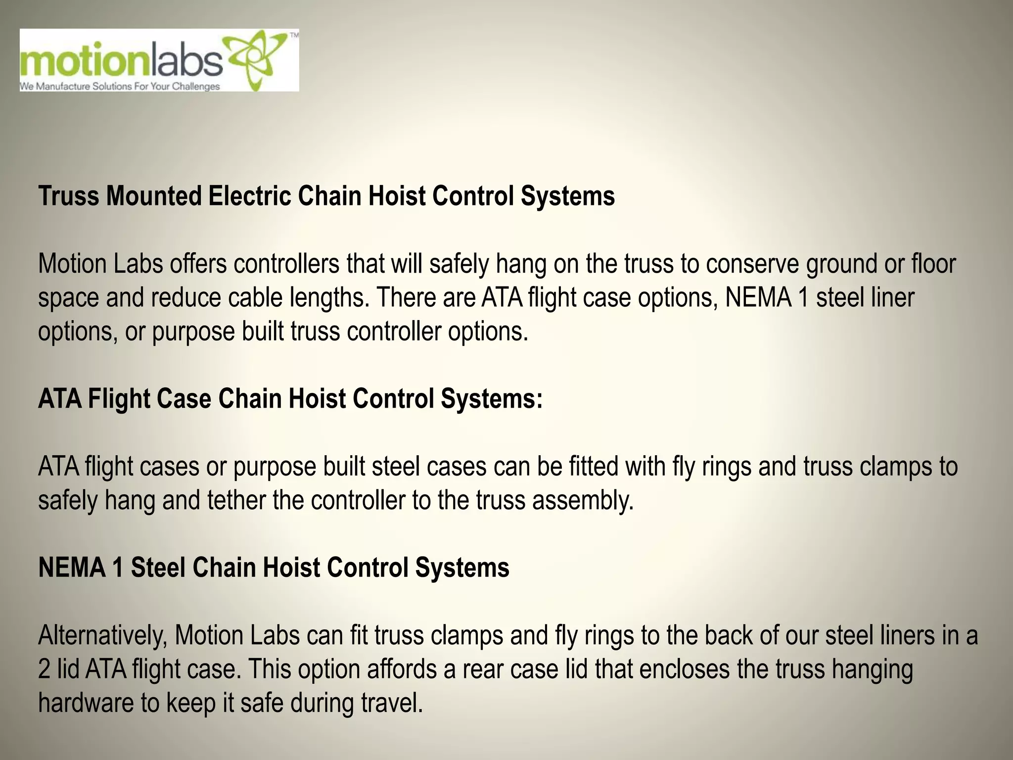 Rack Mounted Portable Electric Chain Hoist Control Systems | PPT