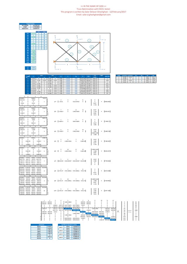 Truss optimization with excel solver | PDF | Physics | Science