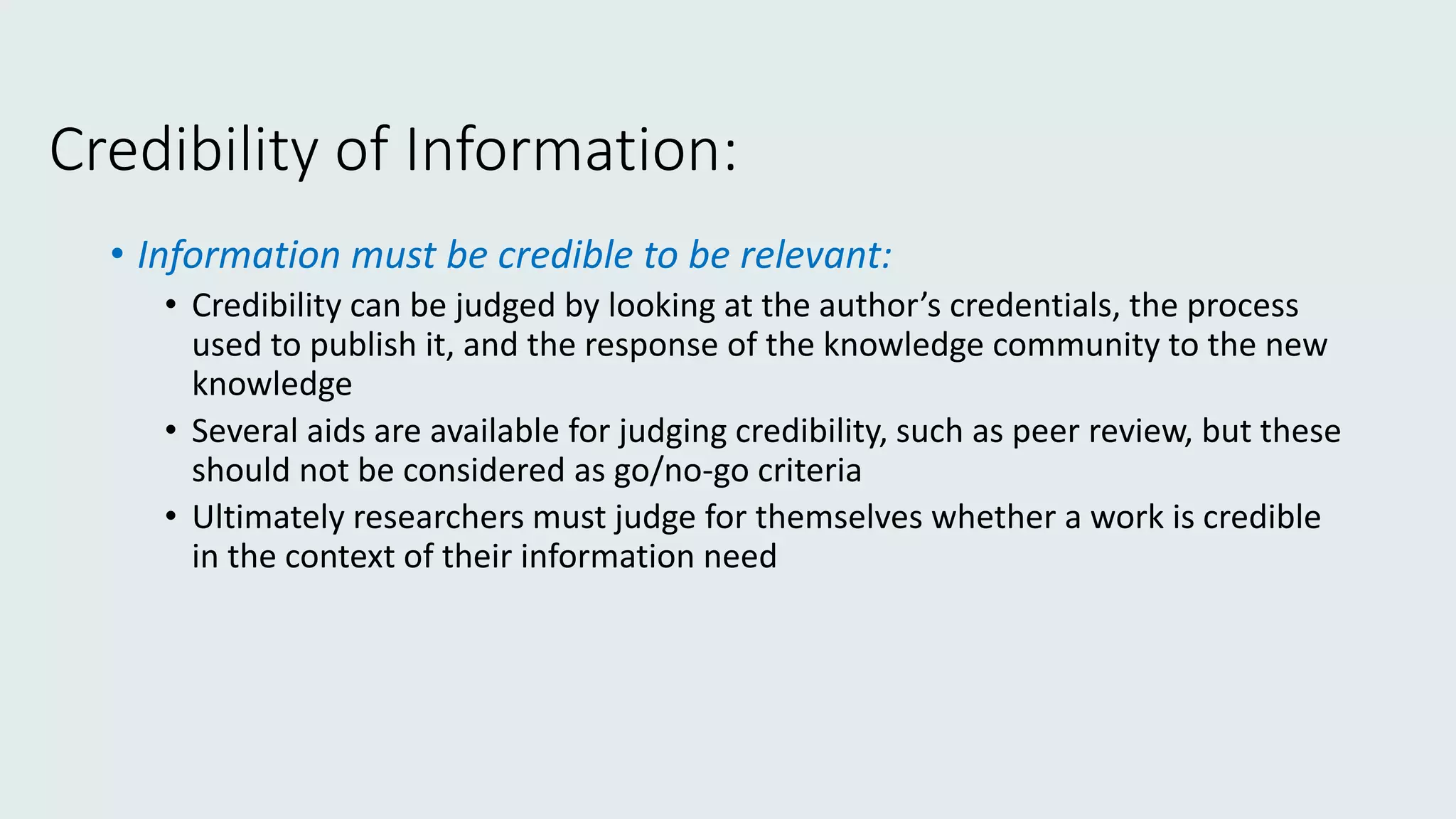 Relevance vs credibility | PPTX