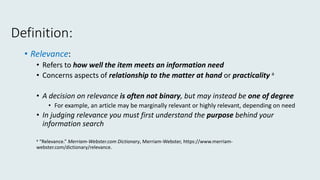 Relevance vs credibility | PPT